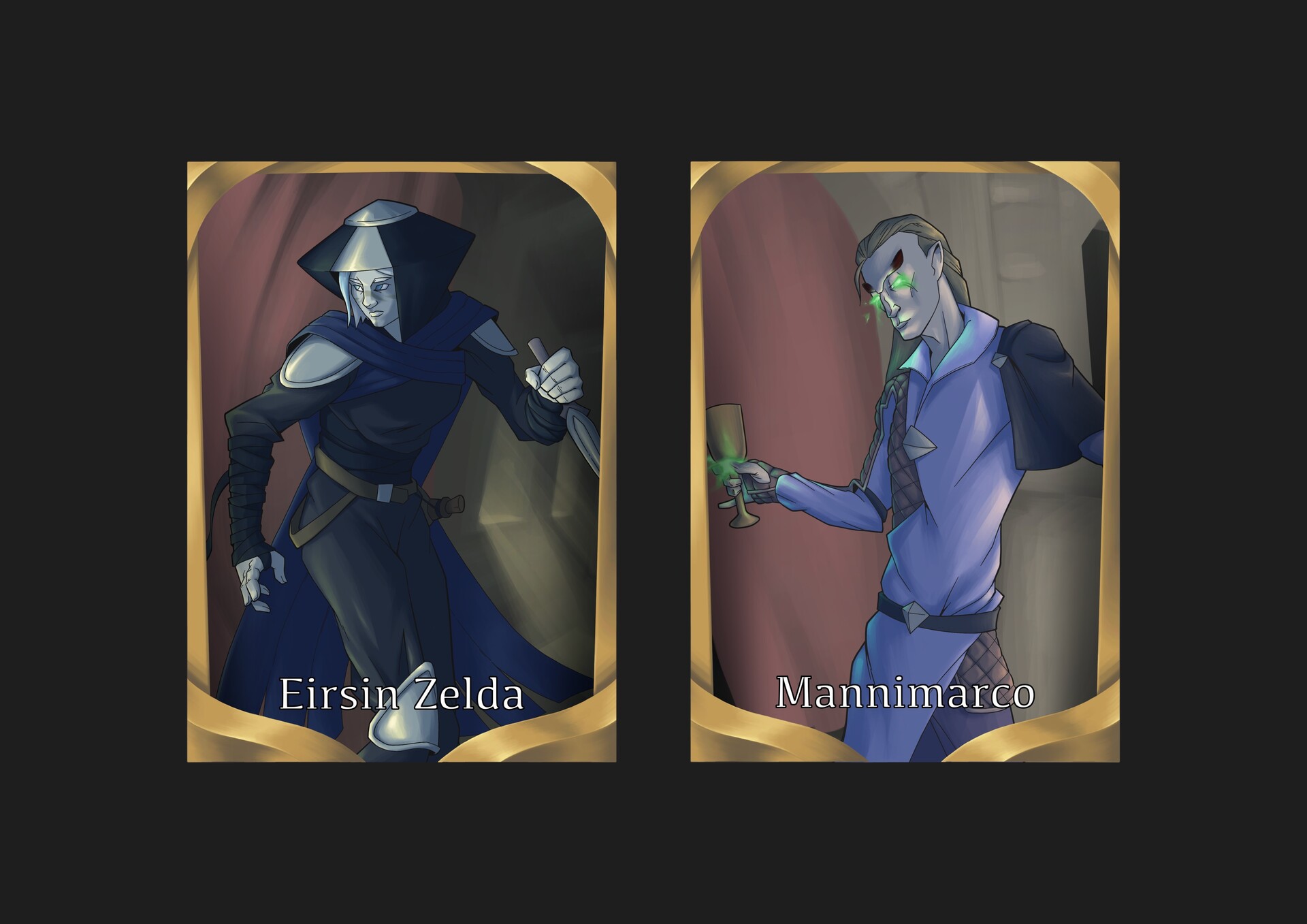 ArtStation - Assassin and Warlock (D&D Character Card Design)
