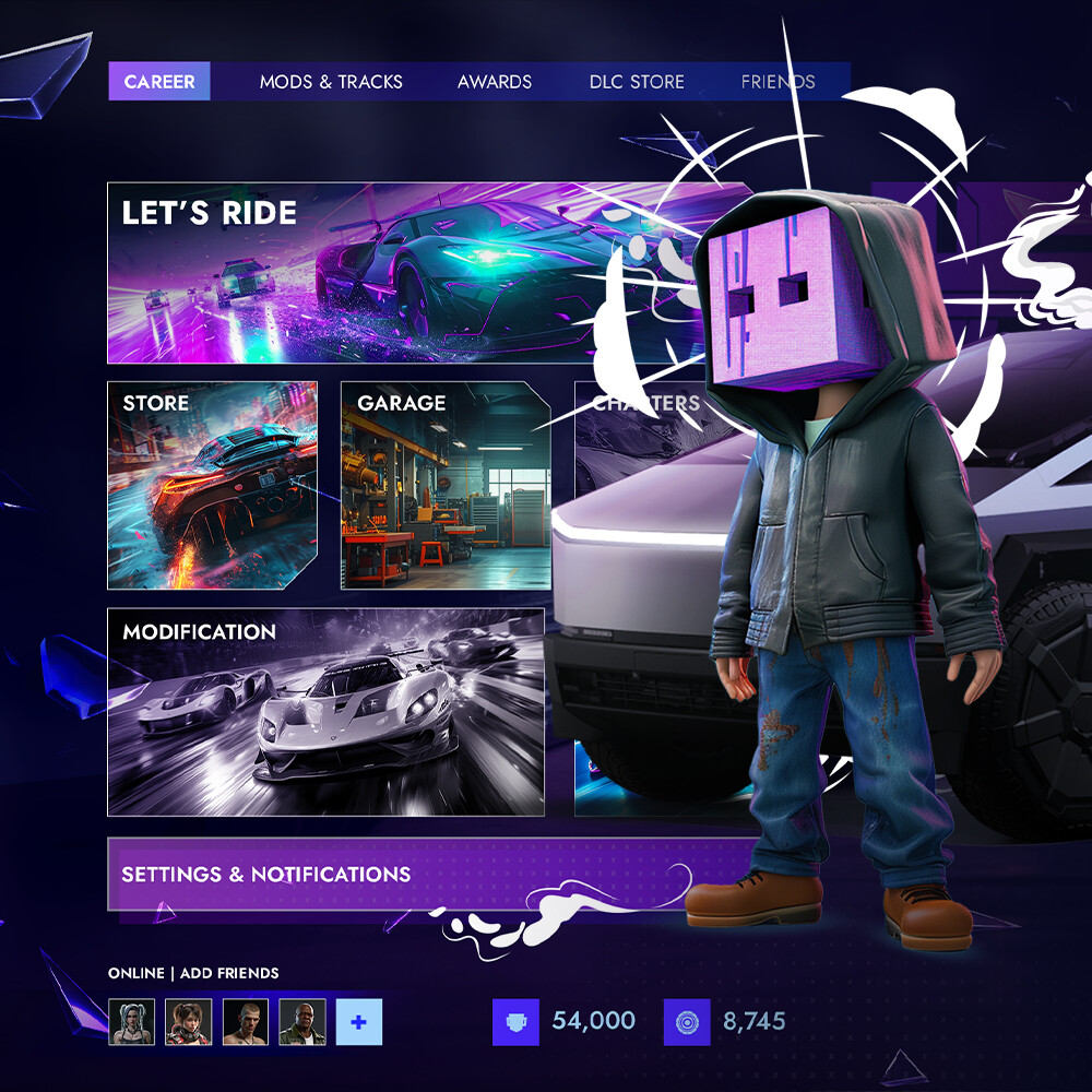 ArtStation - Concept Racing Menu