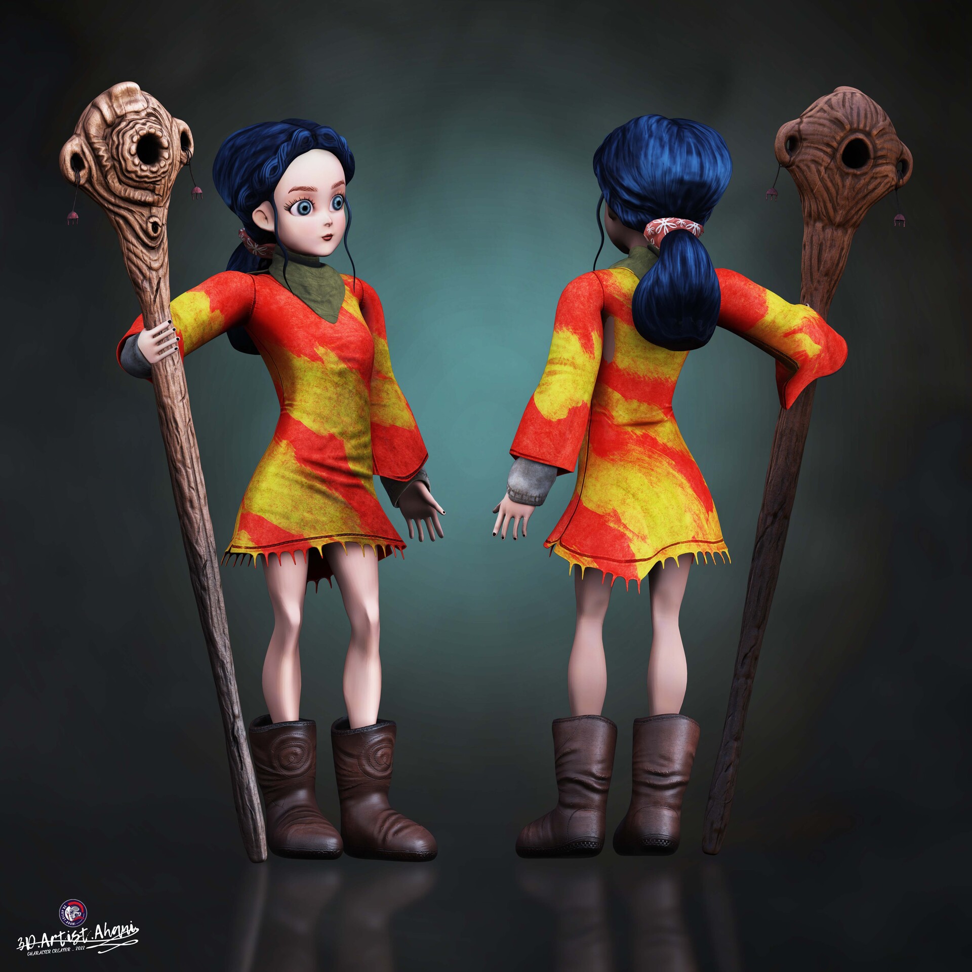 ArtStation - 3D Stylized Female Character_Lowpoly
