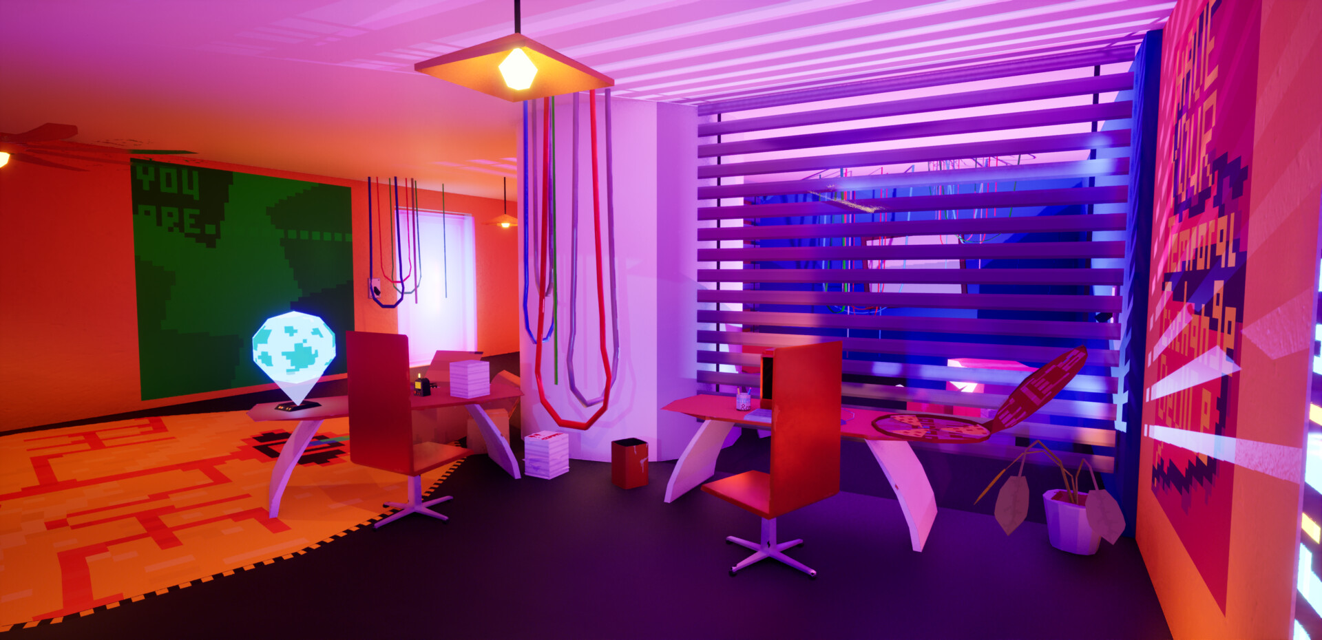 ArtStation - Low-Poly & Retro-Futuristic Office Space