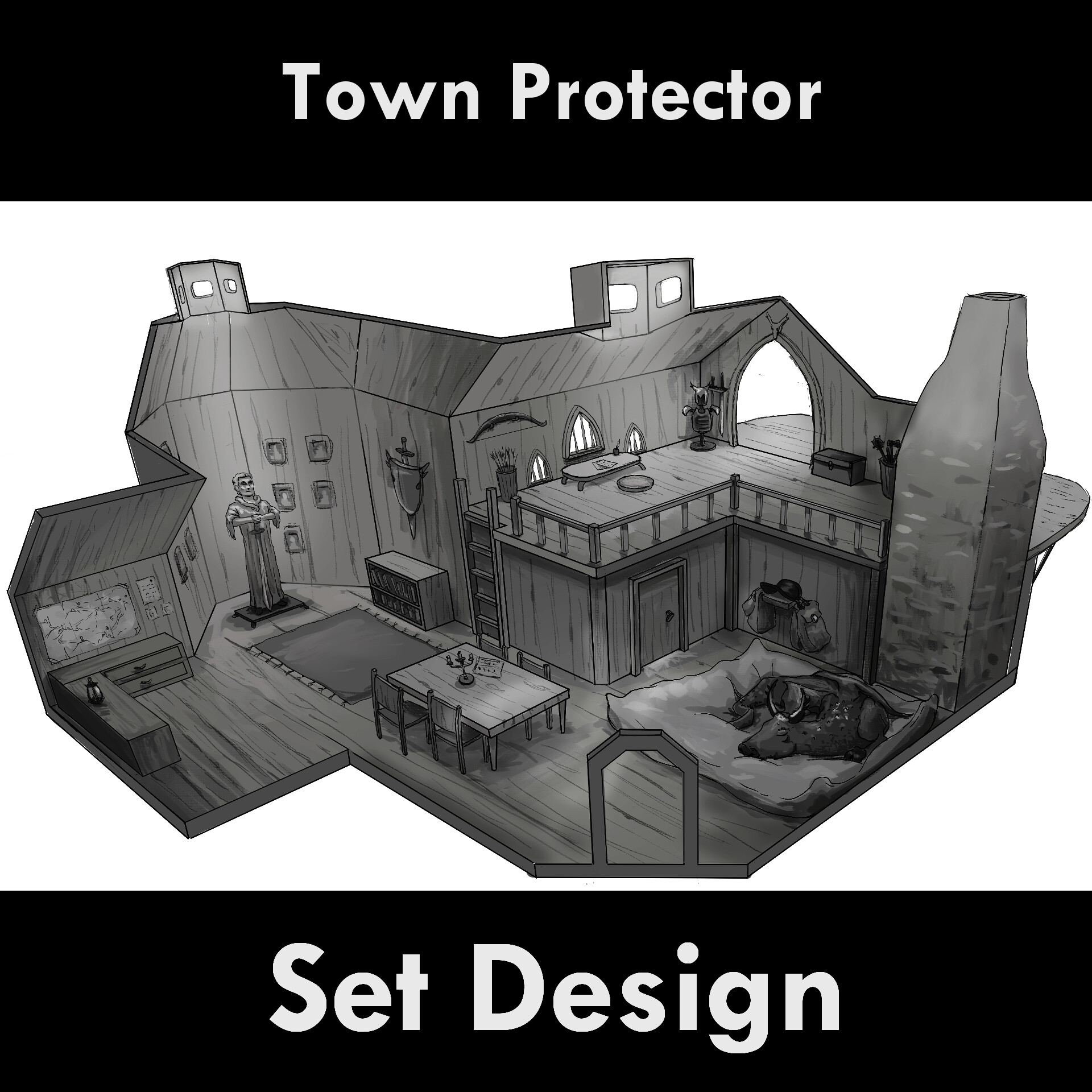 ArtStation - Town Protector Set Design