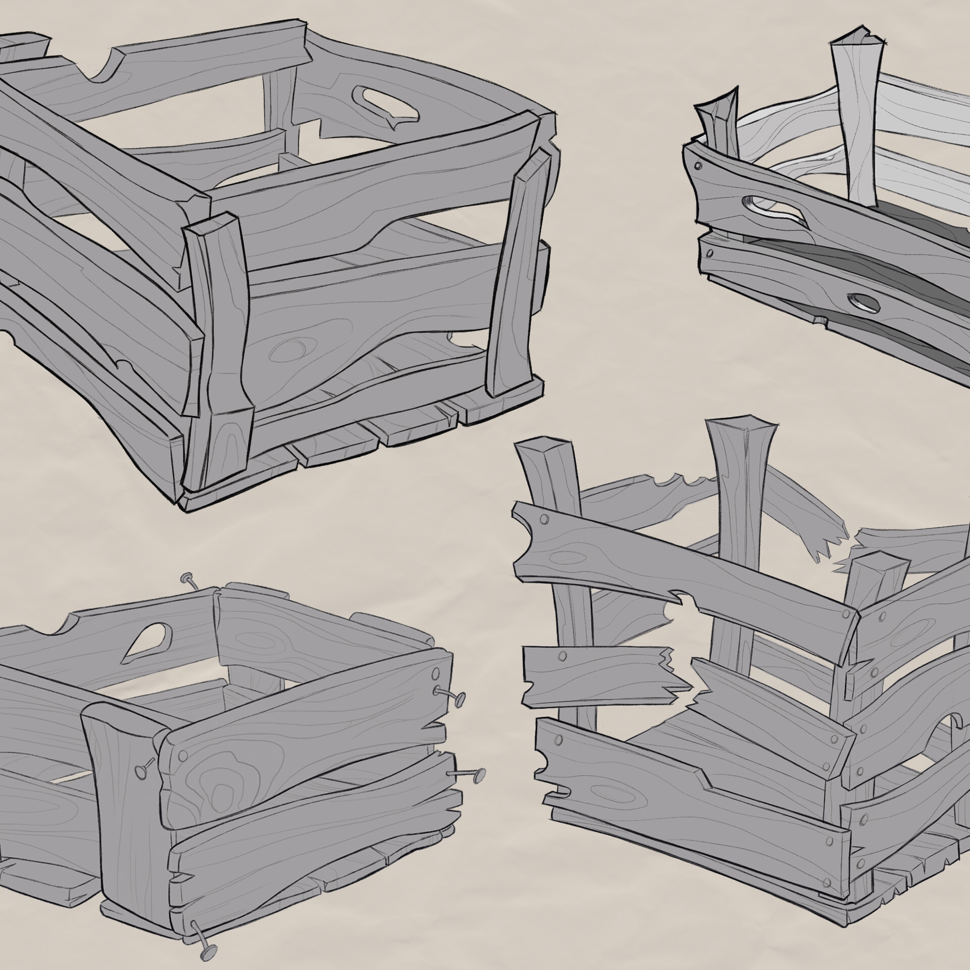 ArtStation - Wooden Props