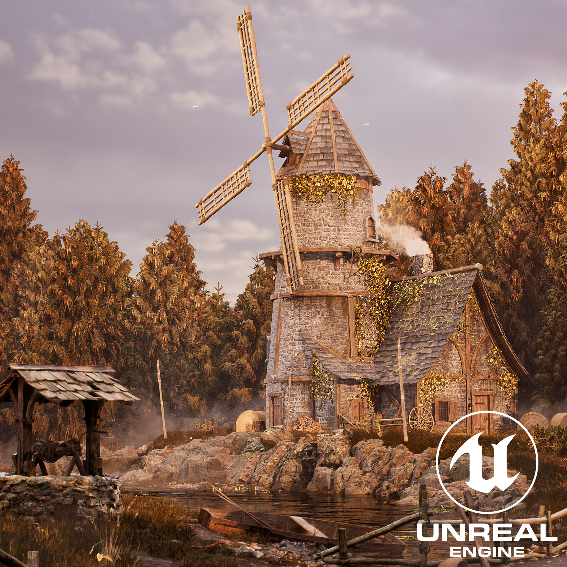 ArtStation - Windmill by the lake