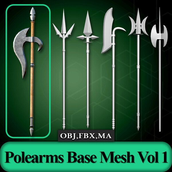 ArtStation - 30 Polearms Base Mesh Vol 1