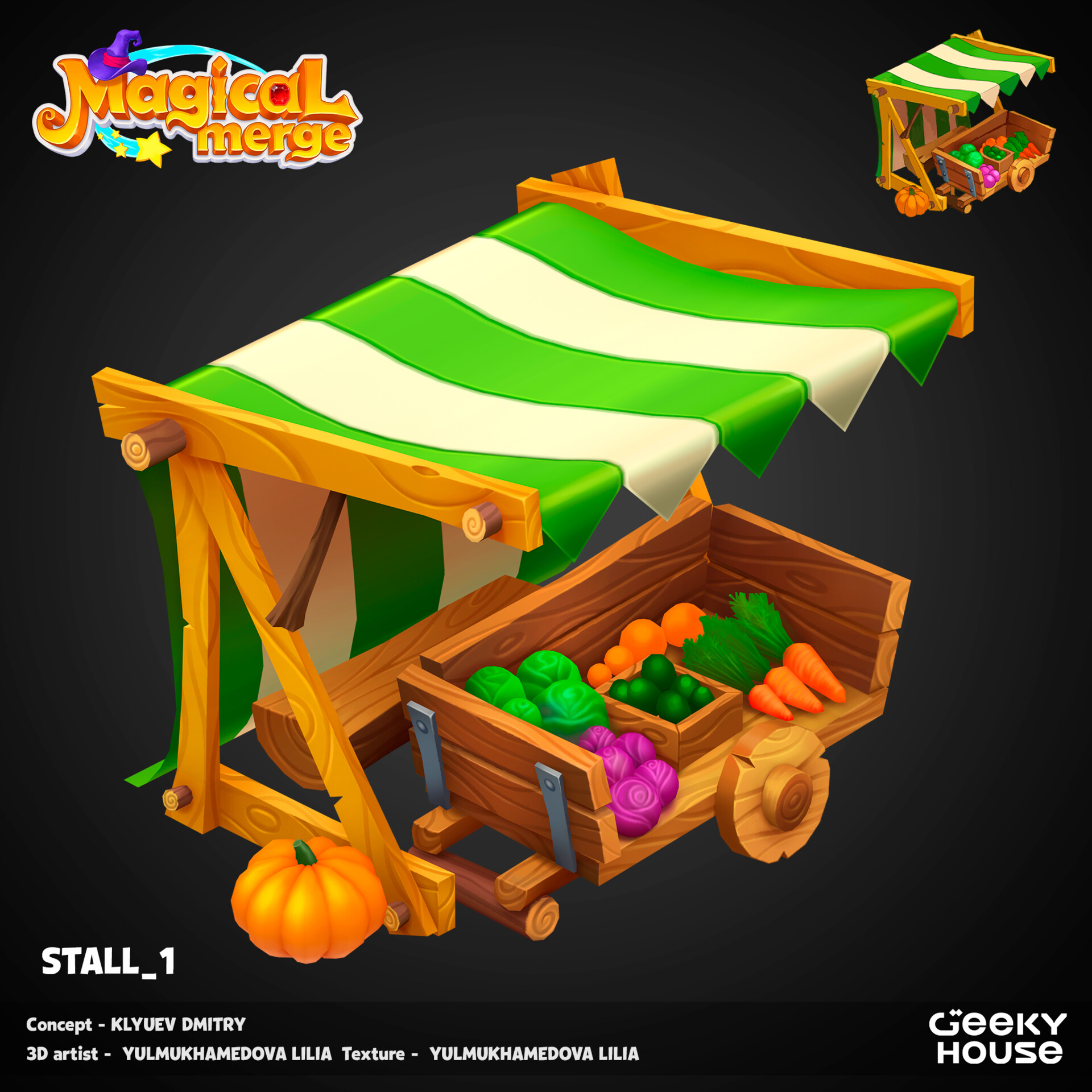 ArtStation - 3D Cartoon Stalls for Game "Magical Merge" by Geeky House
