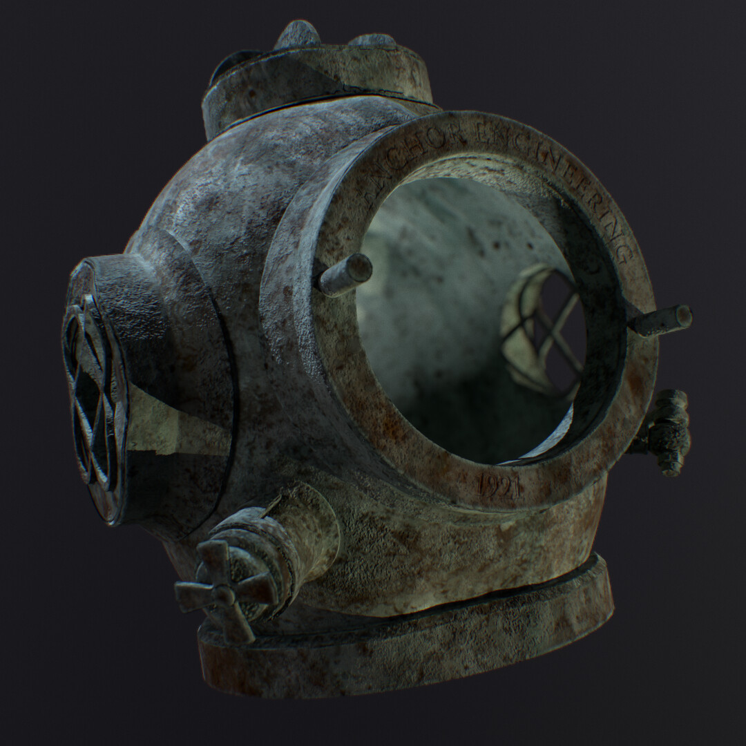 ArtStation - Rusted vintage scuba diving helmet