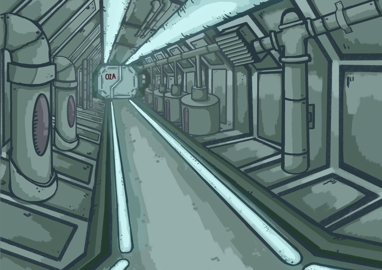 ArtStation - facility corridor - 2D environment art for Timeless Love