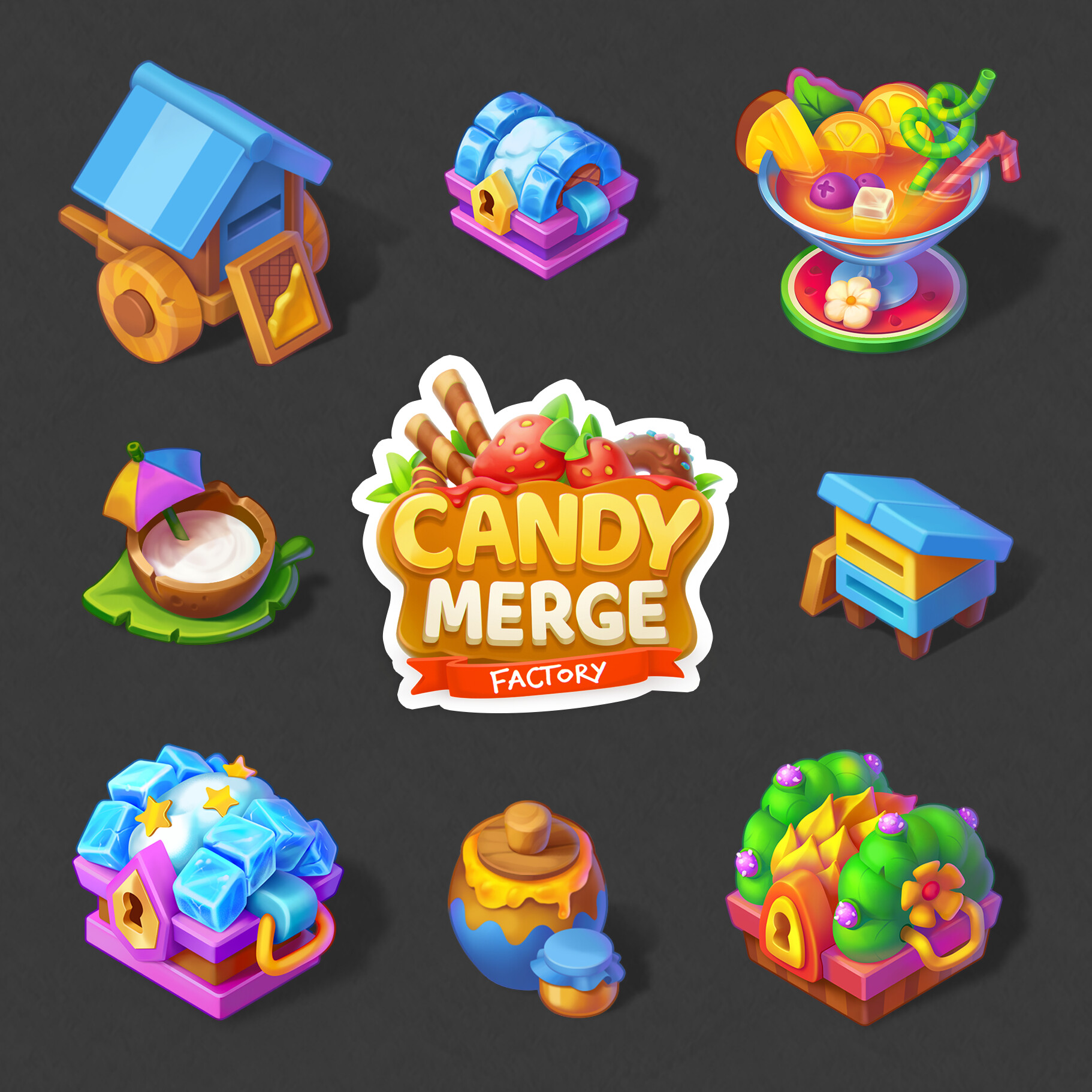 ArtStation - Candy Merge Factory props.