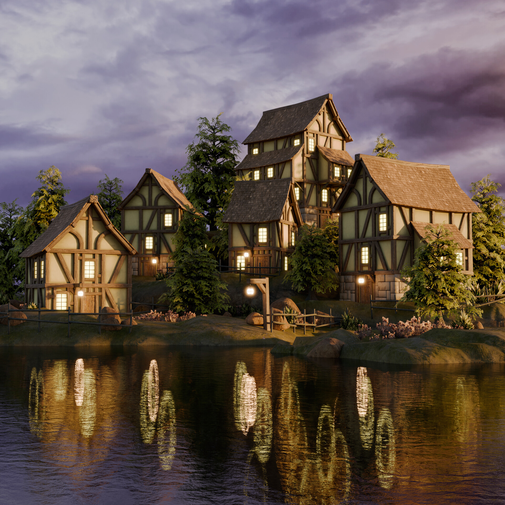 ArtStation - Medieval Village on Island