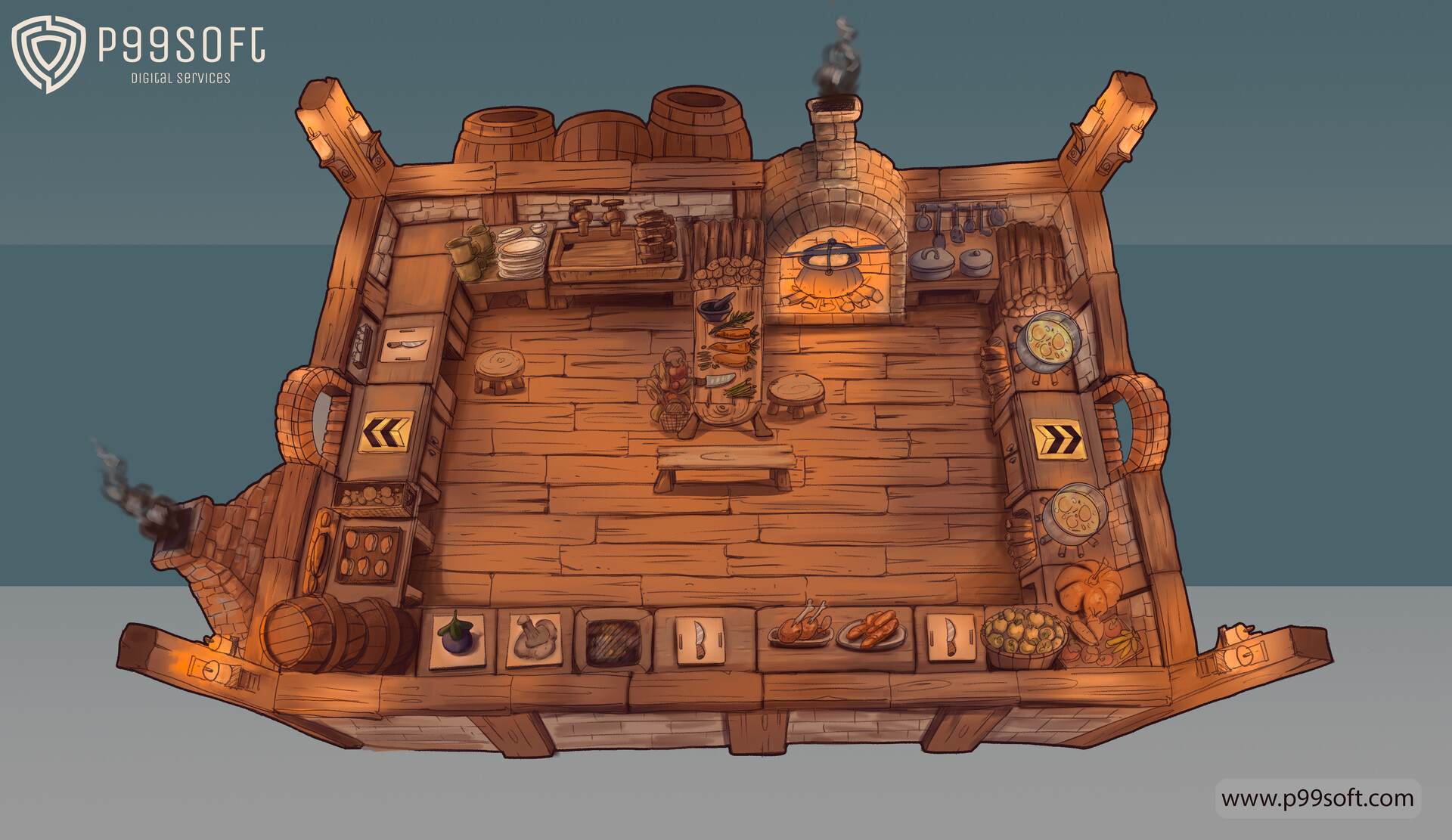 ArtStation - Concept Art for our new game Medieval Kitchen.