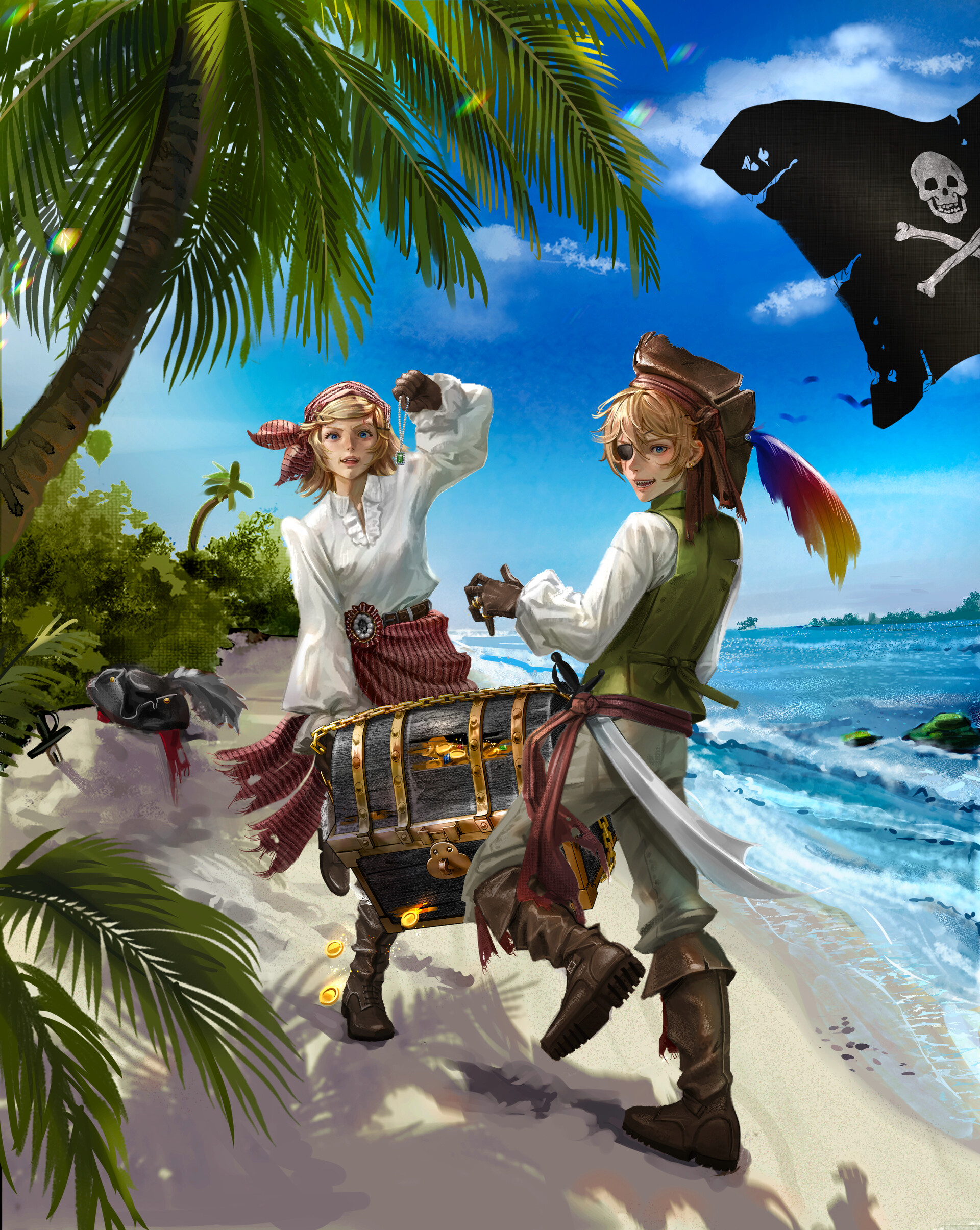ArtStation - Lady Pirate Rin and Shark-Jaw Pirate Len