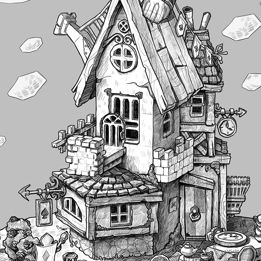 ArtStation - Casual Isometric House Design. Sketching. Lineart