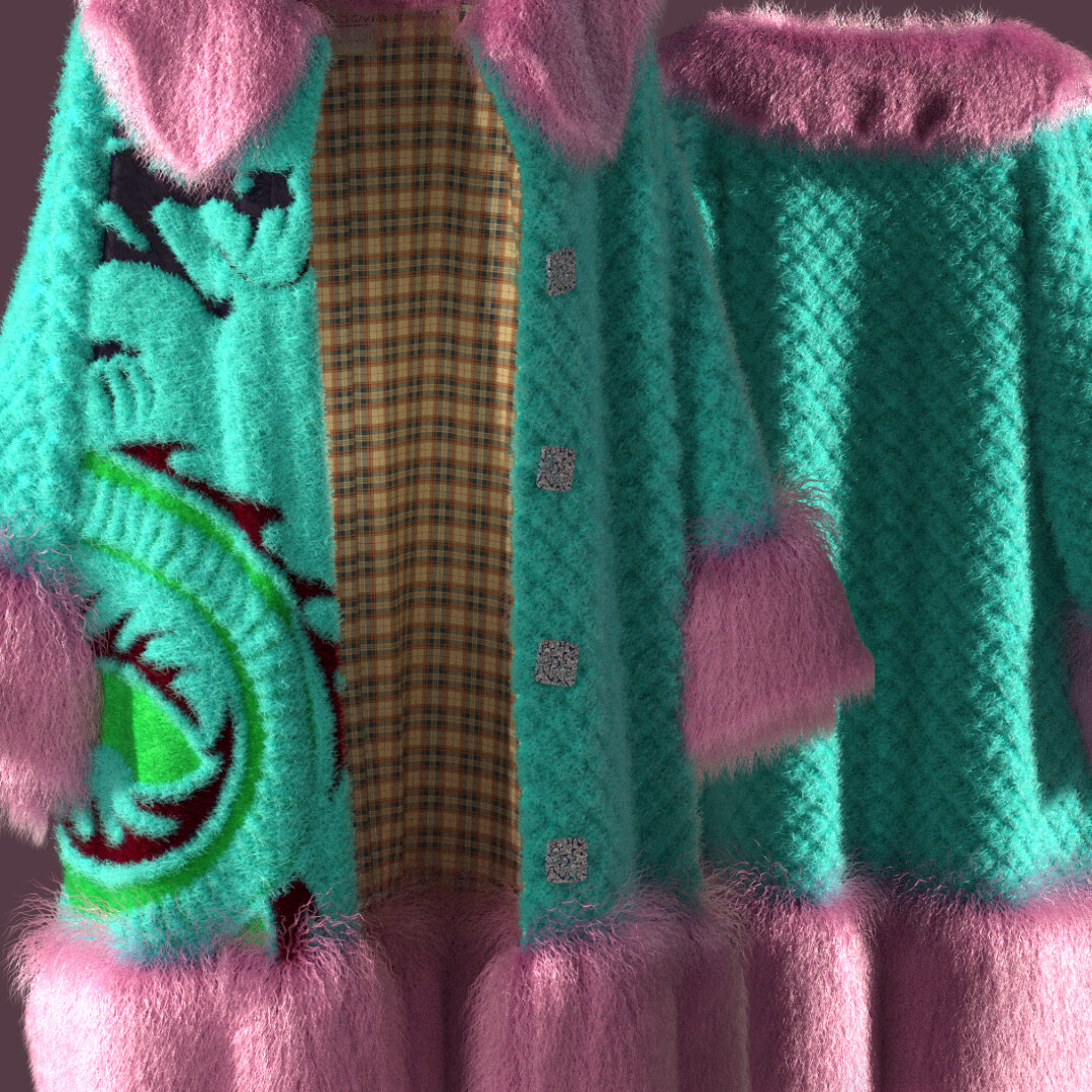 ArtStation - Fur coat with dragon digital fashion