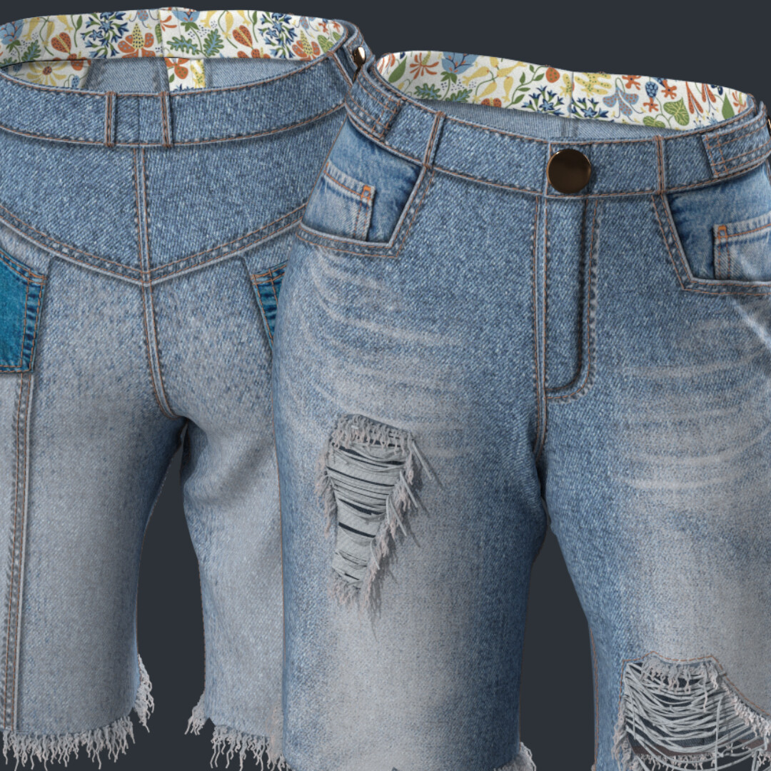 ArtStation - casual denim shorts digital fashion