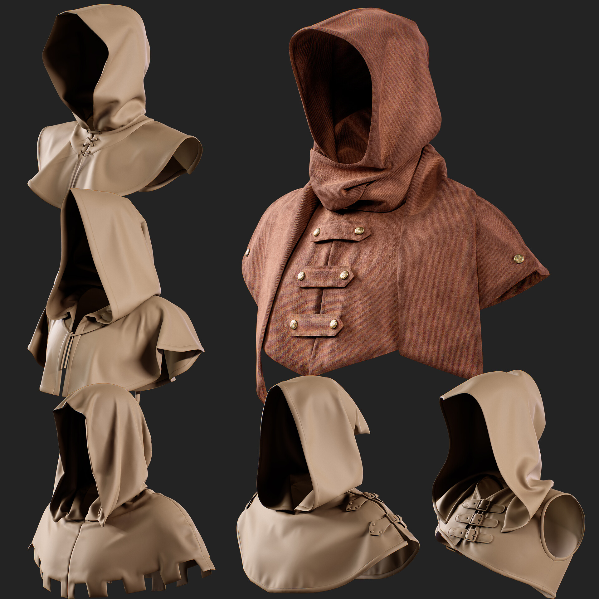 ArtStation - 6 Medieval Men Hoods/Marvelous Designer-Clo3D(ZPRJ + FBX ...