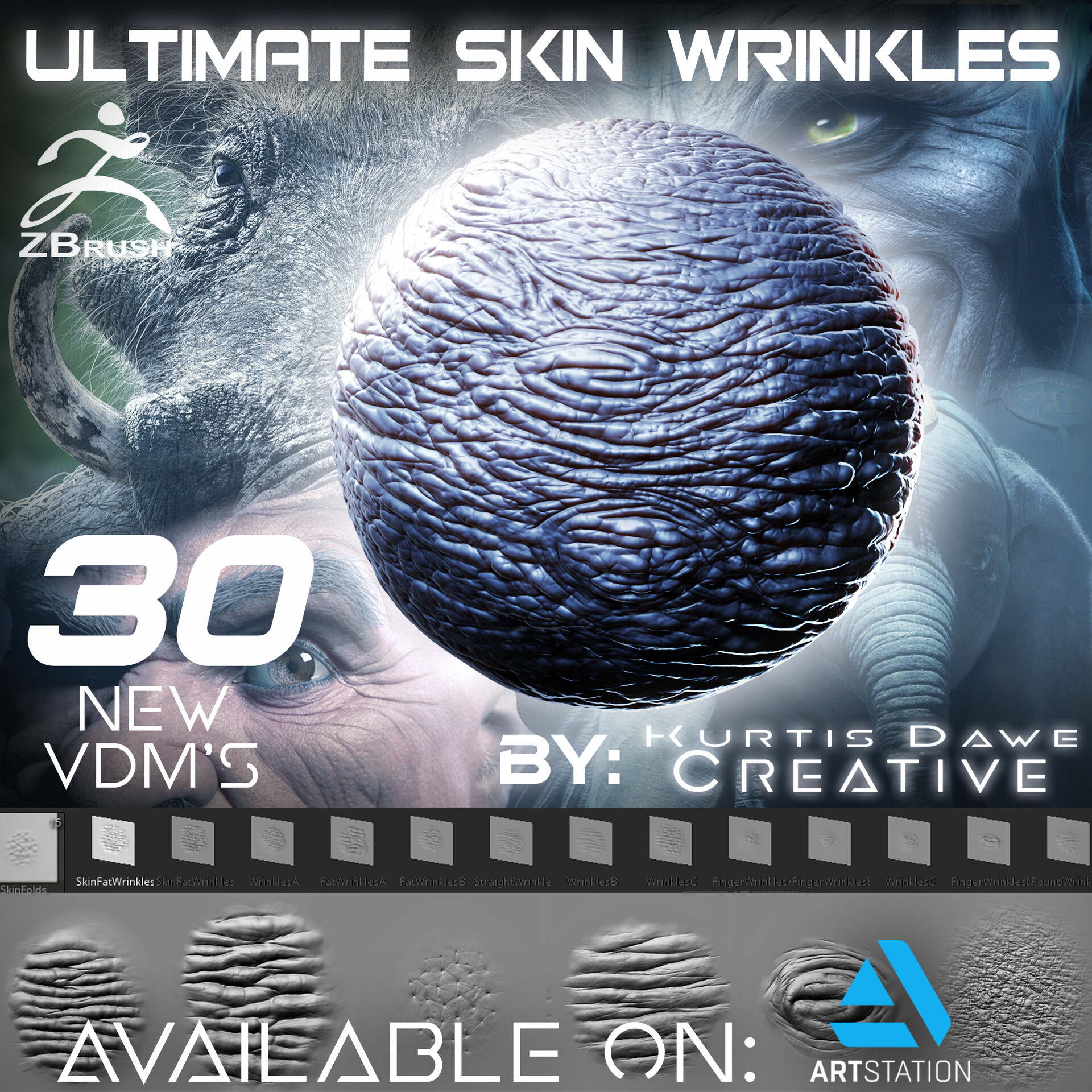 ArtStation - Ultimate Skin Wrinkle Brush VDM