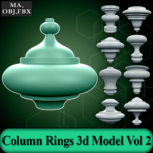 ArtStation - 35 Column Rings 3d Model Vol 2