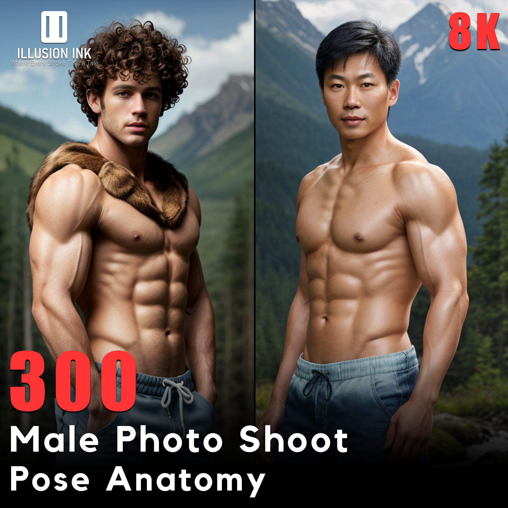 ArtStation - 300 Male Photo Shoot Pose Anatomy Reference Photos