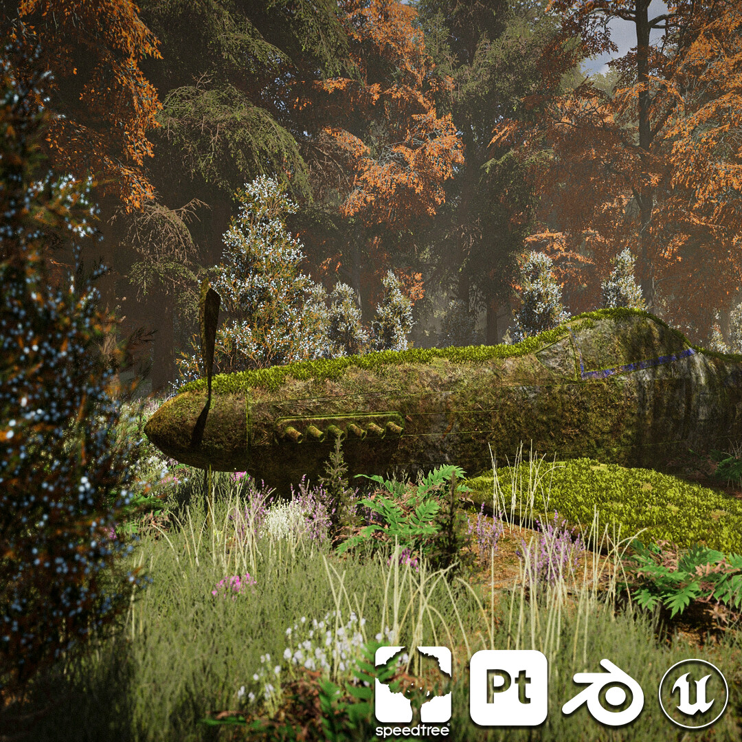 ArtStation - Abandoned Plane in the Forest