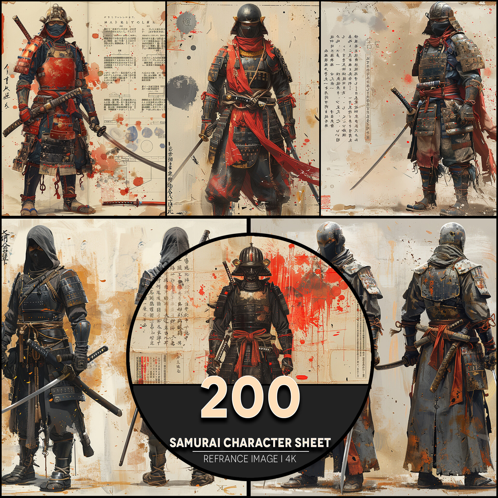 ArtStation - Samurai Character Sheet 4K Reference/Concept Images