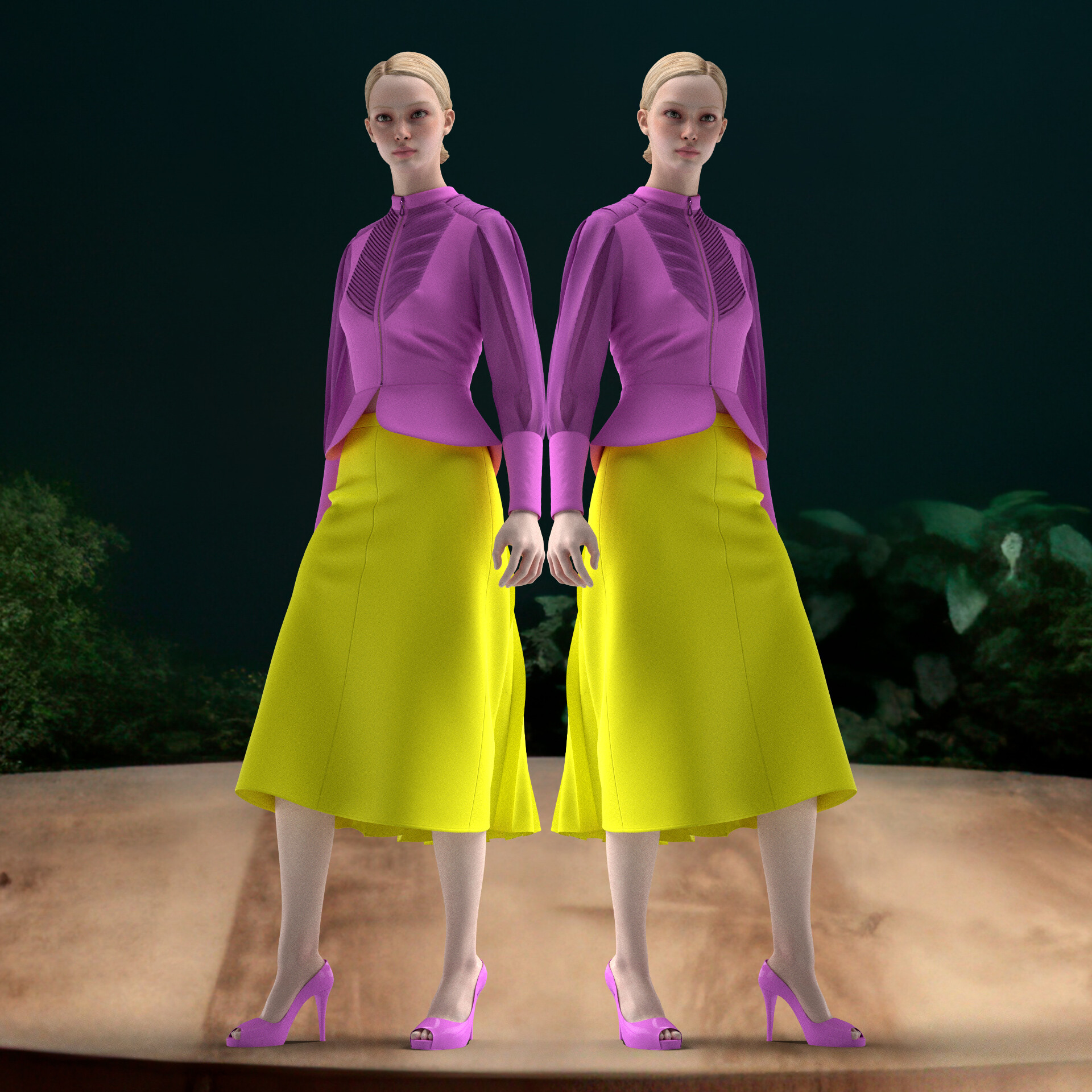 ArtStation - Silk blouse and skirt digital animation