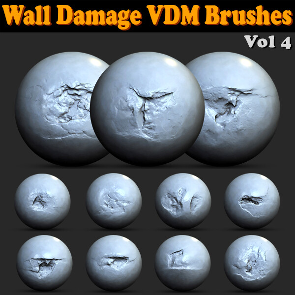ArtStation - Wall Damage VDM Brushes Vol 4