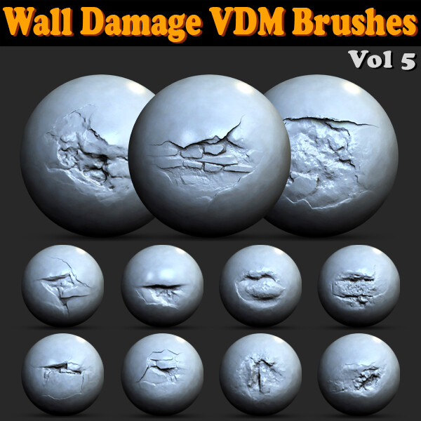 ArtStation - Wall Damage VDM Brushes Vol 5