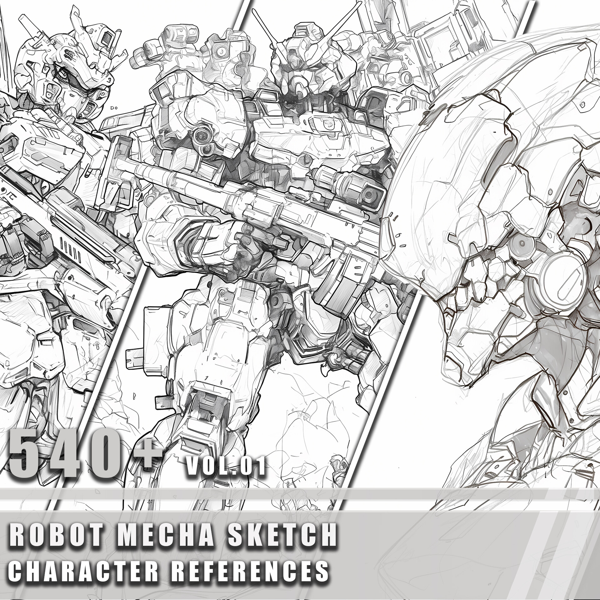 ArtStation - 540+ Robot Mecha Sketch - Character References Vol.01