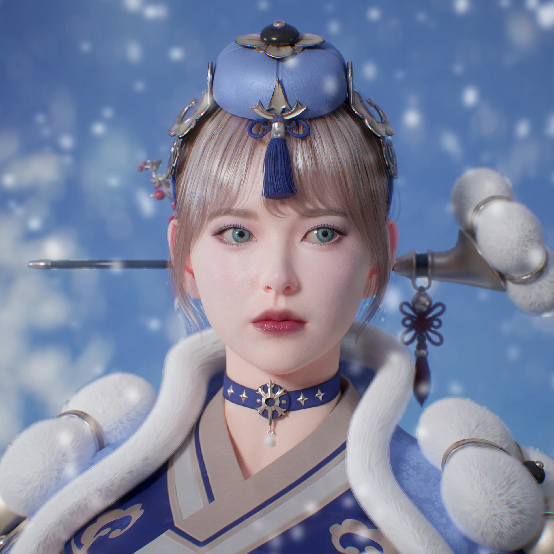 ArtStation - Snow in Hanbok girl