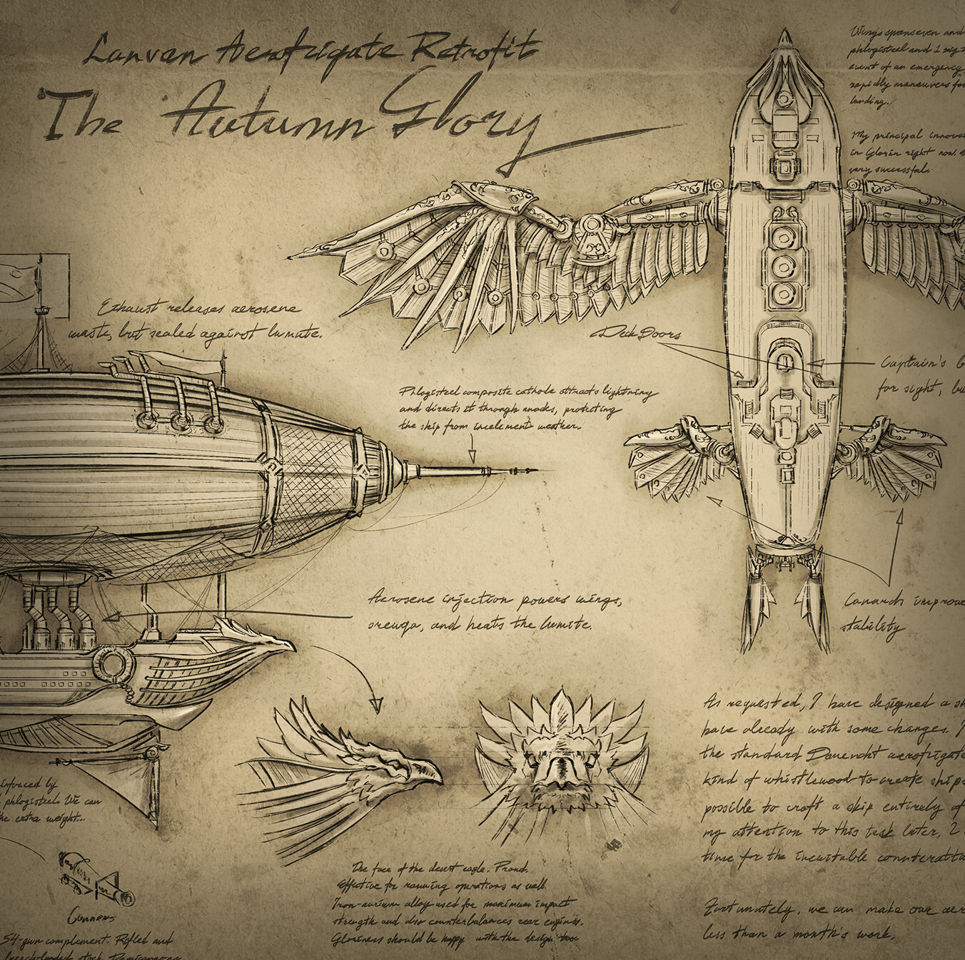 ArtStation - The Autumn Glory Airship design sketches