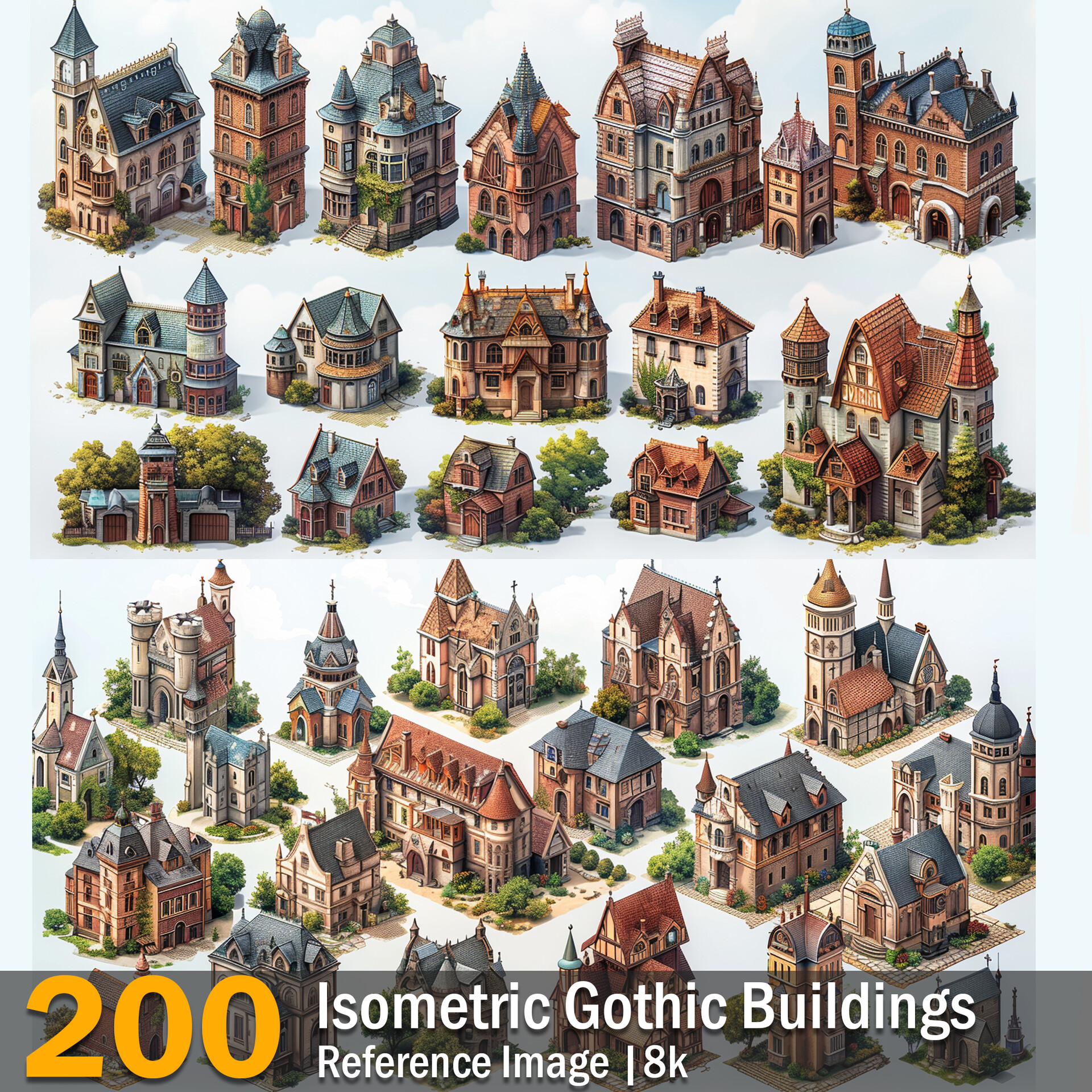 ArtStation - Isometric Gothic Buildings | Reference Images | 4K