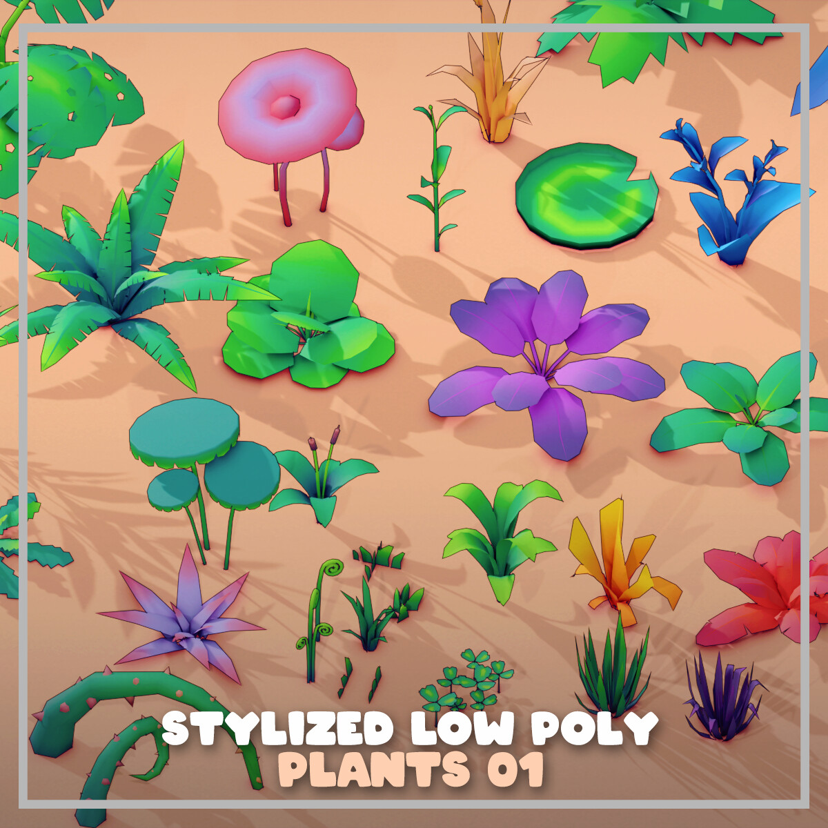 ArtStation - Stylized Low Poly Plants - Pack 01
