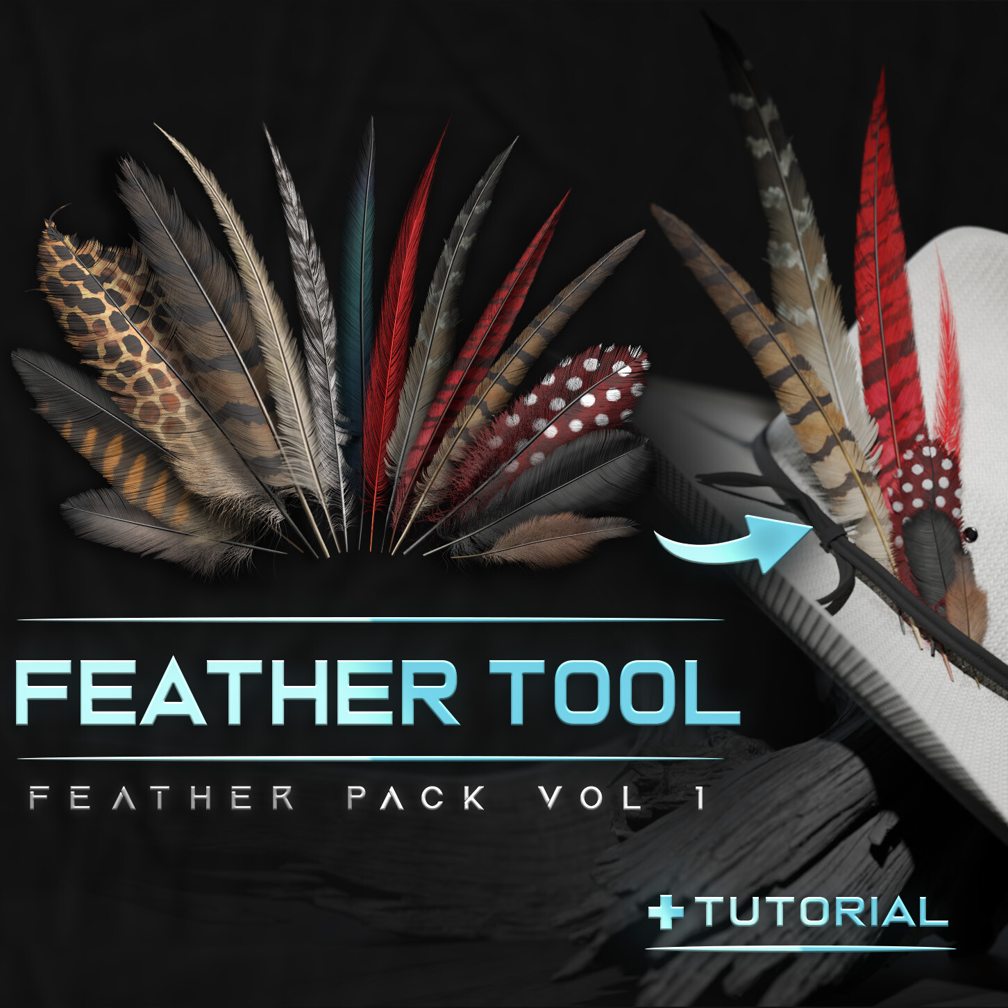 ArtStation - FEATHER TOOL - 4K PBR Tex & Easy Feather Creator For Substance Painter