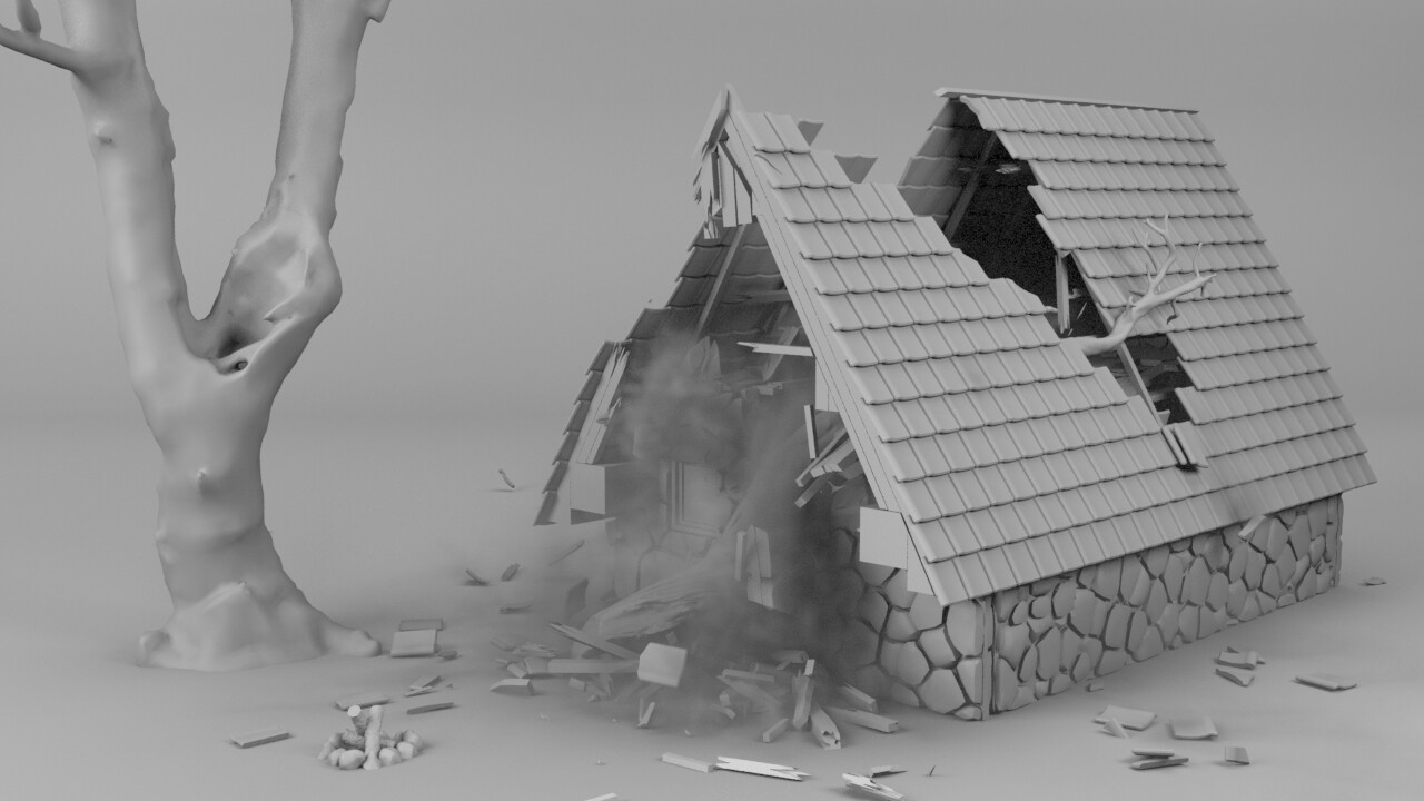 ArtStation - Cabin Destruction - Rigid Body Simulation