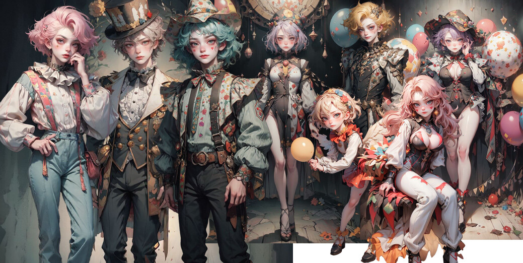 ArtStation - 396 Various Anime Clown Fashion Beauty Character ...