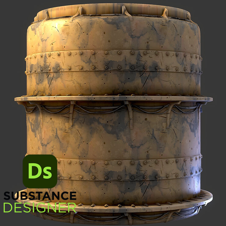 ArtStation - Stylized Industrial Metal - Substance 3D Designer