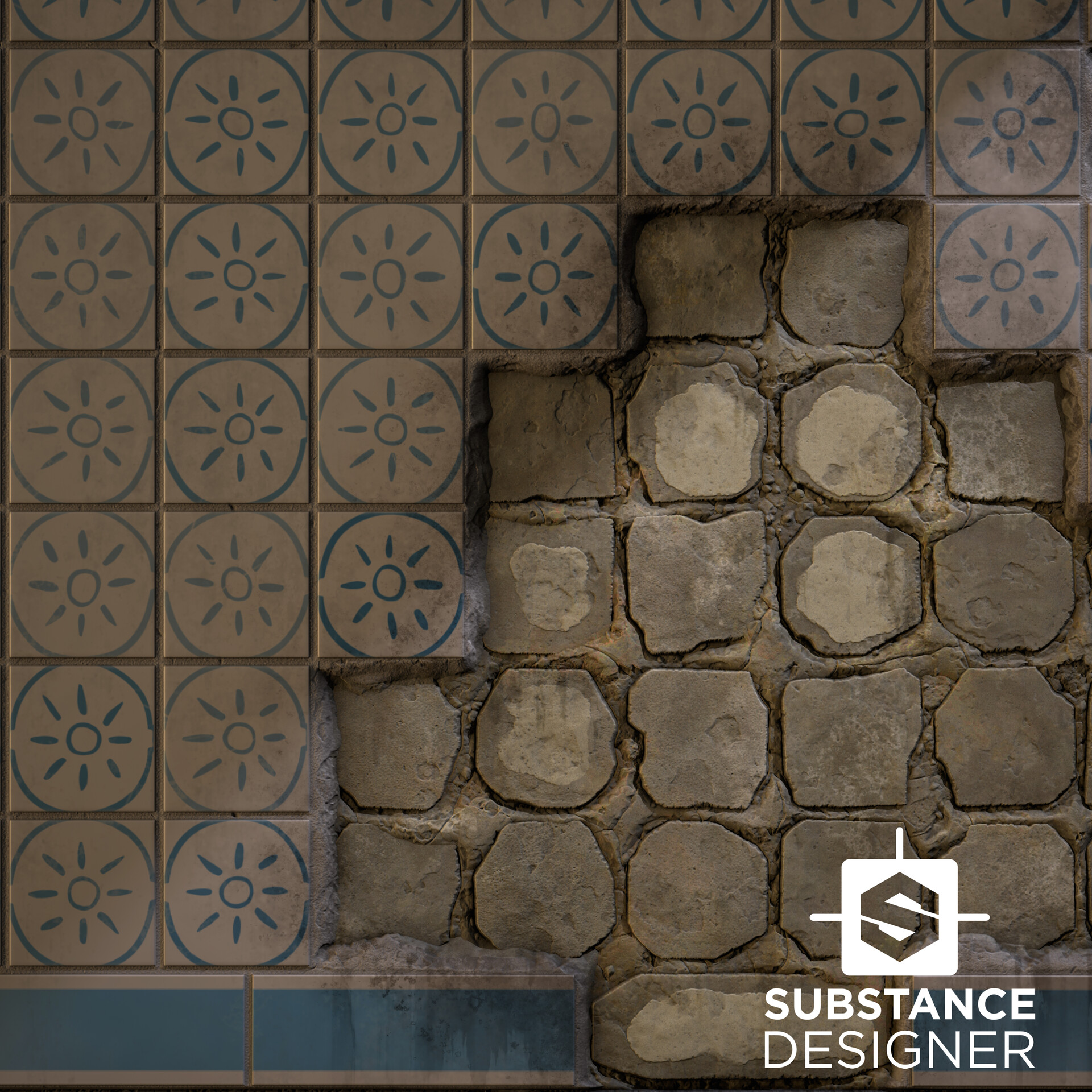 ArtStation - Broken Tiles Wall