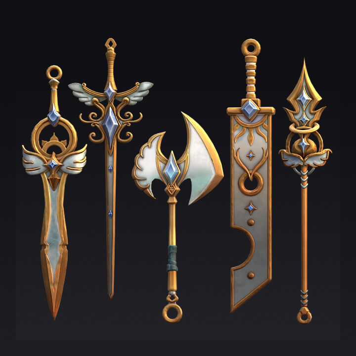 ArtStation - Stylized Angelic Weapons