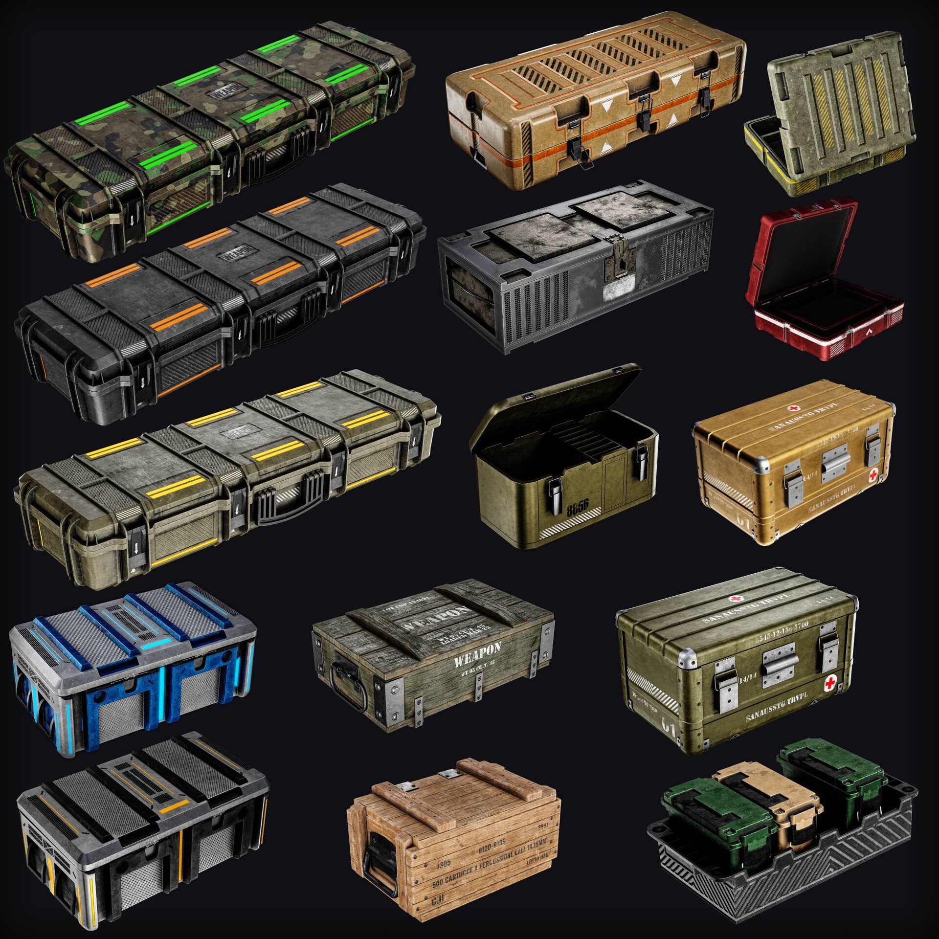 ArtStation - 17 Crate Game Assets