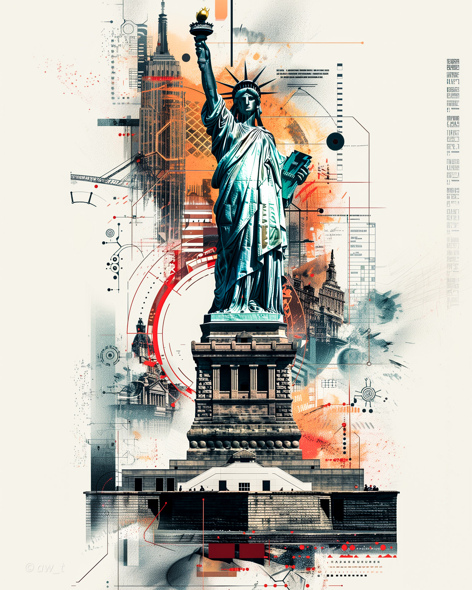 ArtStation - Collage featuring the Statue of Liberty