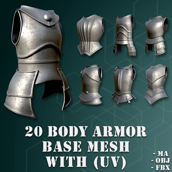 ArtStation - 20 Body Armor Base Mesh (With UV)
