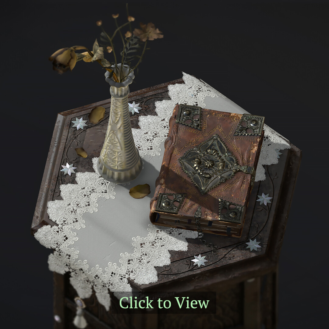 ArtStation - Table with Vase & Book - Hero Props