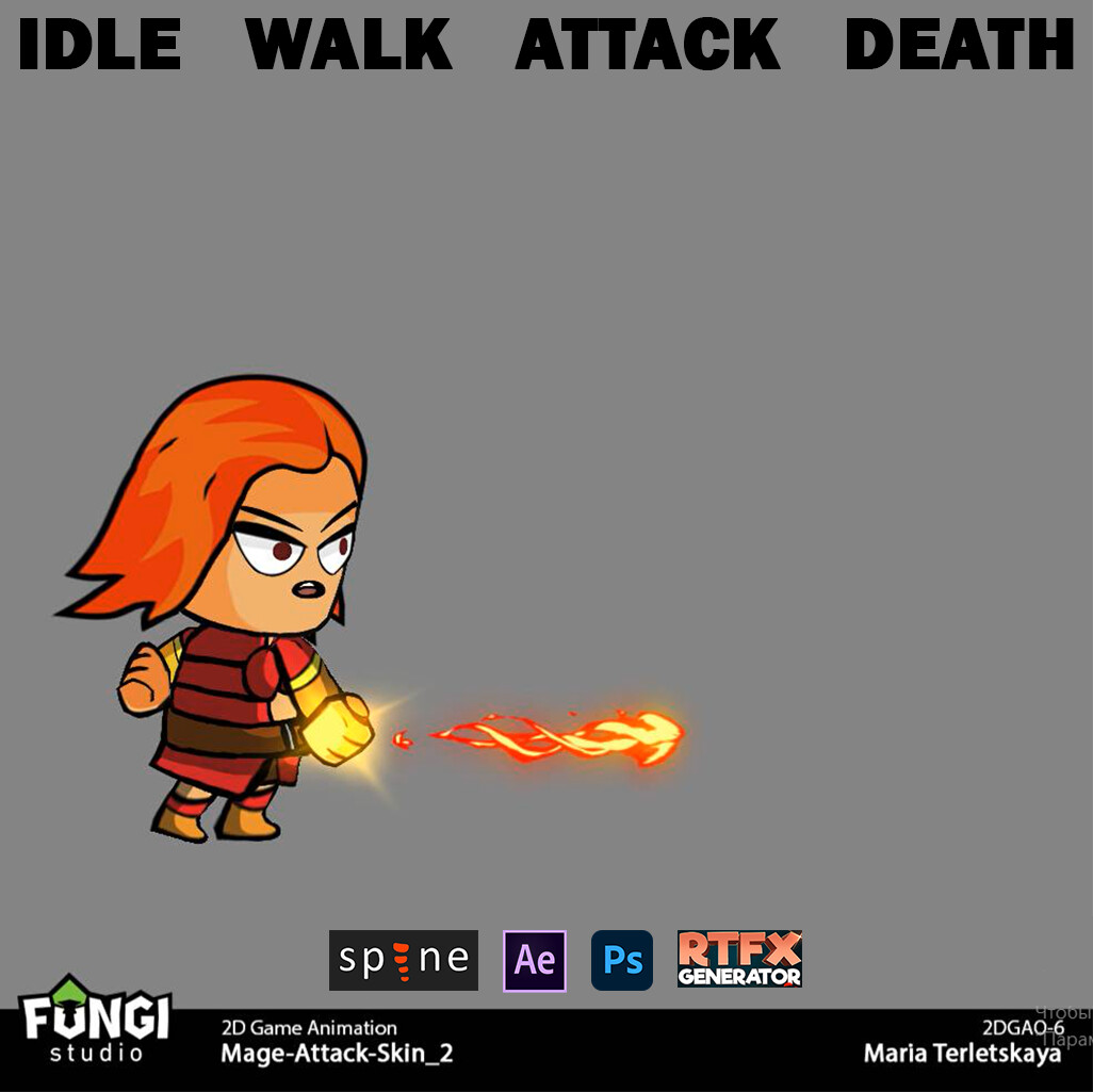 ArtStation - MAGE (SKIN_2) IDLE|WALK|ATTACK|DEATH