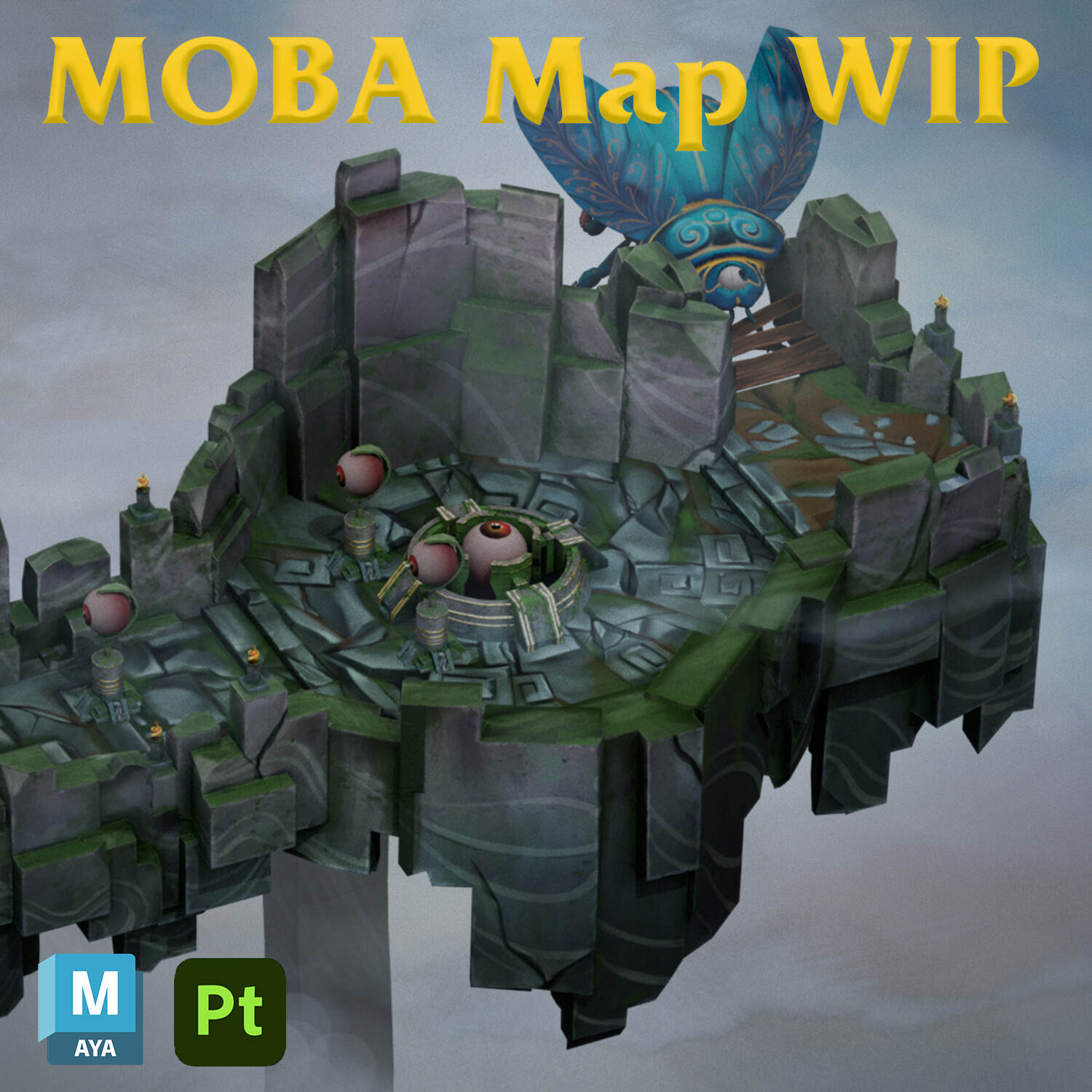 ArtStation - HandPainted MOBA map - 3D environnement WIP