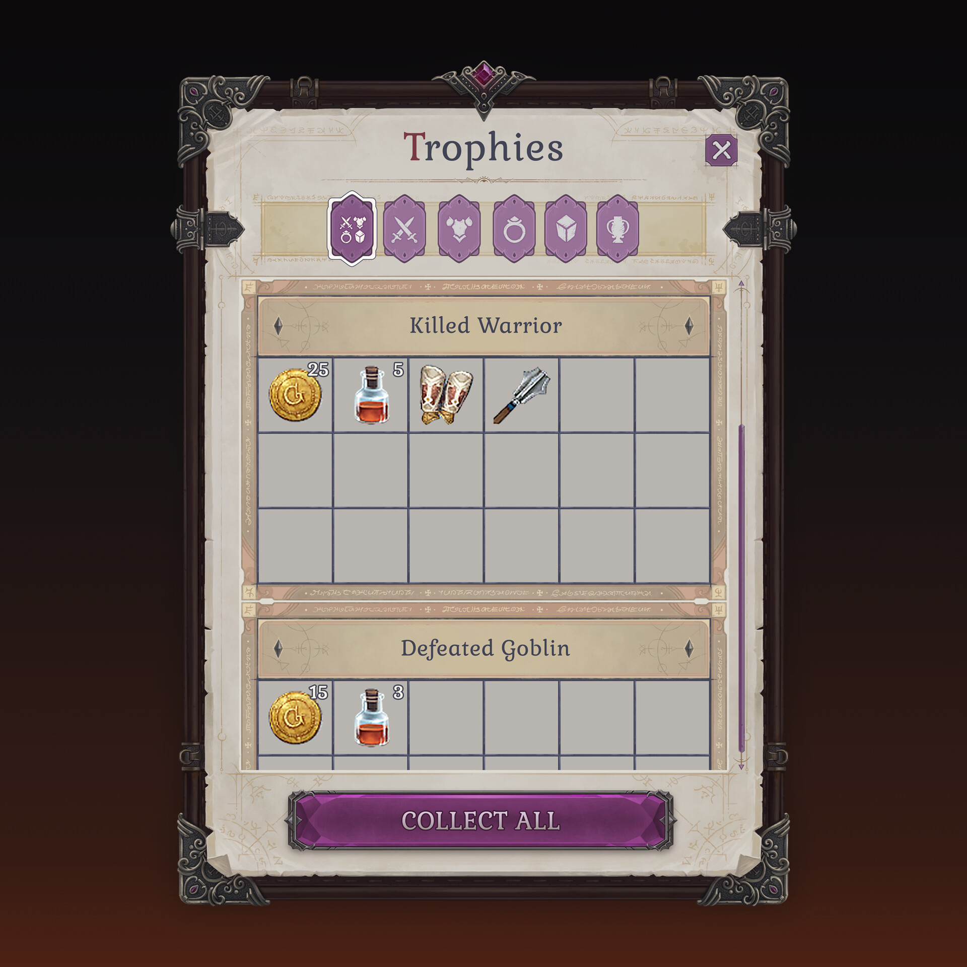 ArtStation - RPG Ui: Trophies Window