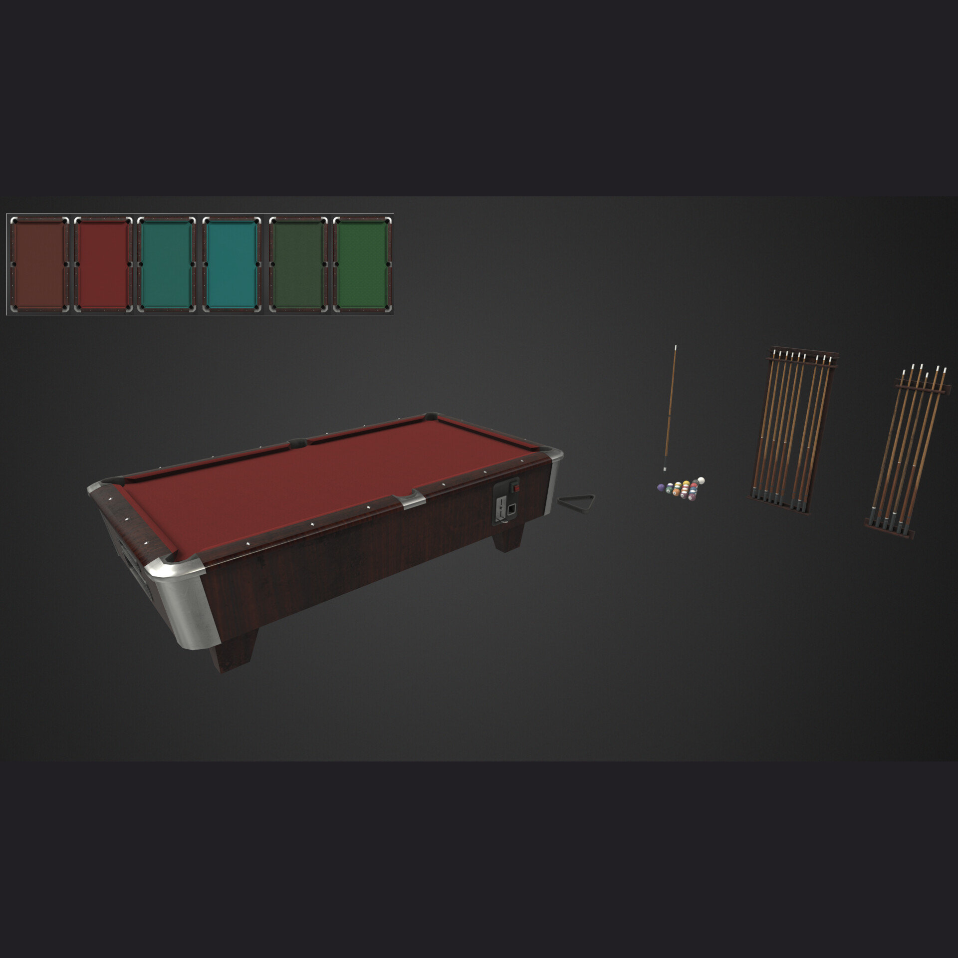 ArtStation - Realistic Low-Poly Billiard Table with Accessories