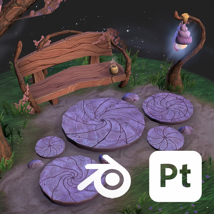 ArtStation - Pearlhaze Village - Bench Diorama