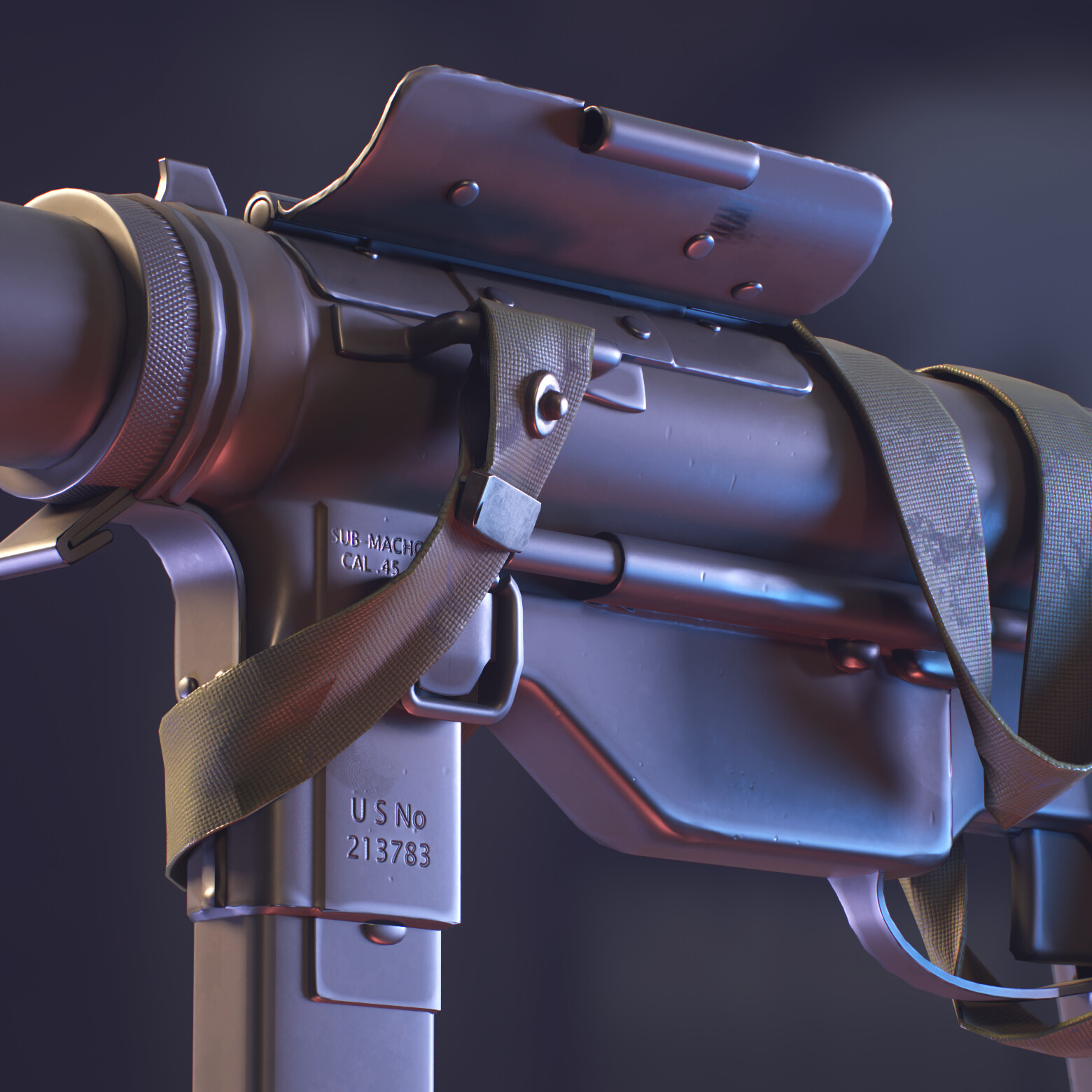 ArtStation - M3A1 Grease Gun Suppressed.
