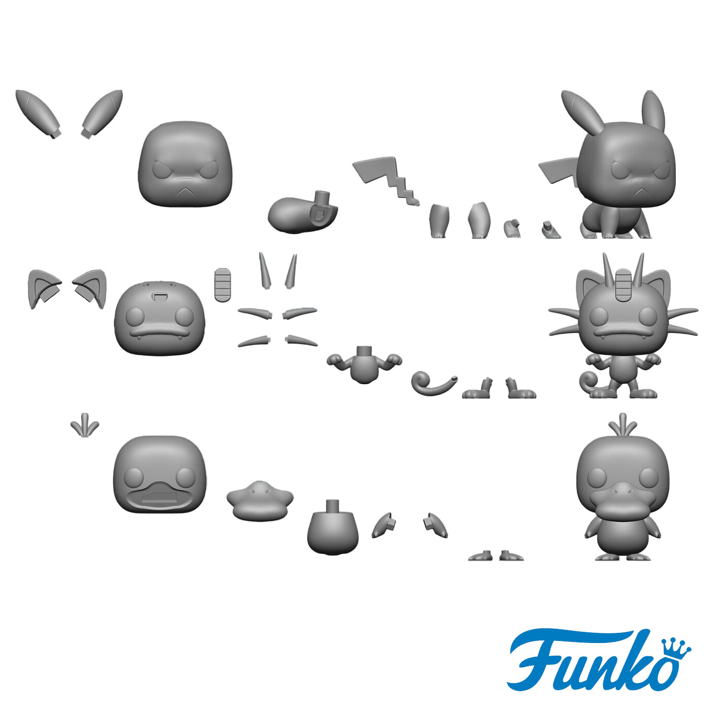 ArtStation - Output/ Print Prototype: Angry Pikachu / Meowth / Pysduck