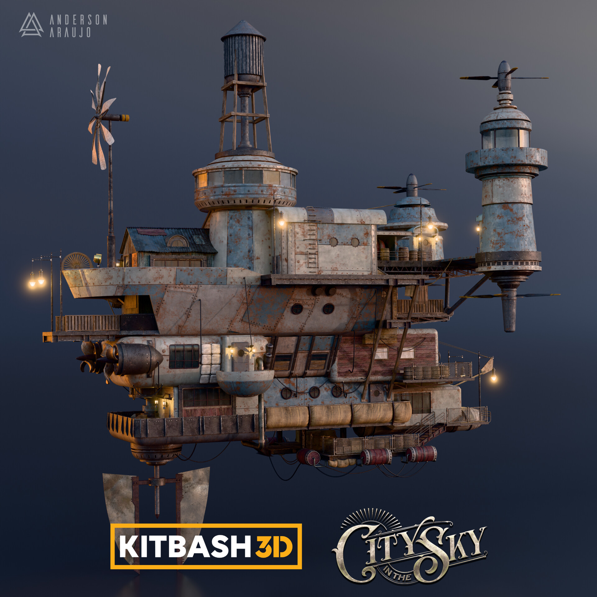 ArtStation - Kitbash 3D - Residencial Cluster - City in the Sky